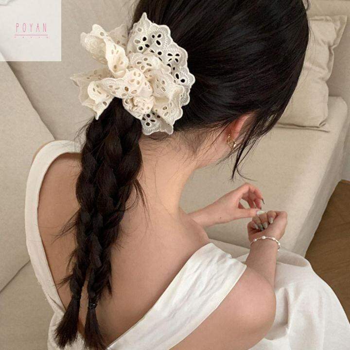 POYAN สไตล์เกาหลีแบบ รองเท้ารัดส้นลูกไม้ โลลิต้า งานปัก เชือกรัดขนาด ...