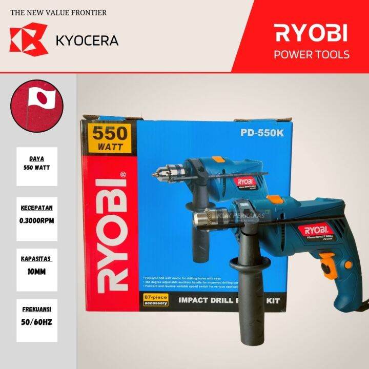 Ryobi Mesin Bor Impact Set Aksesoris Komplit PD-550K / Impact Drill ...