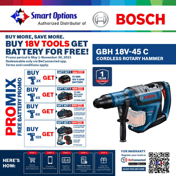 BOSCH CORDLESS HAMMER DRILL GBH 18V-45 C 0.611.913.080 | Lazada PH