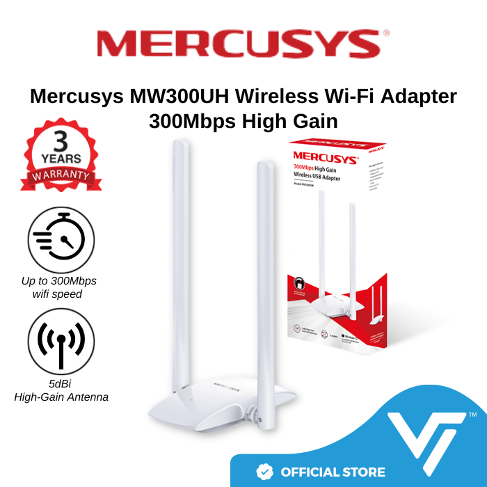 Mercusys MW300UH 300Mbps High Gain Wireless USB Wi-Fi Adapter (2.400 ...