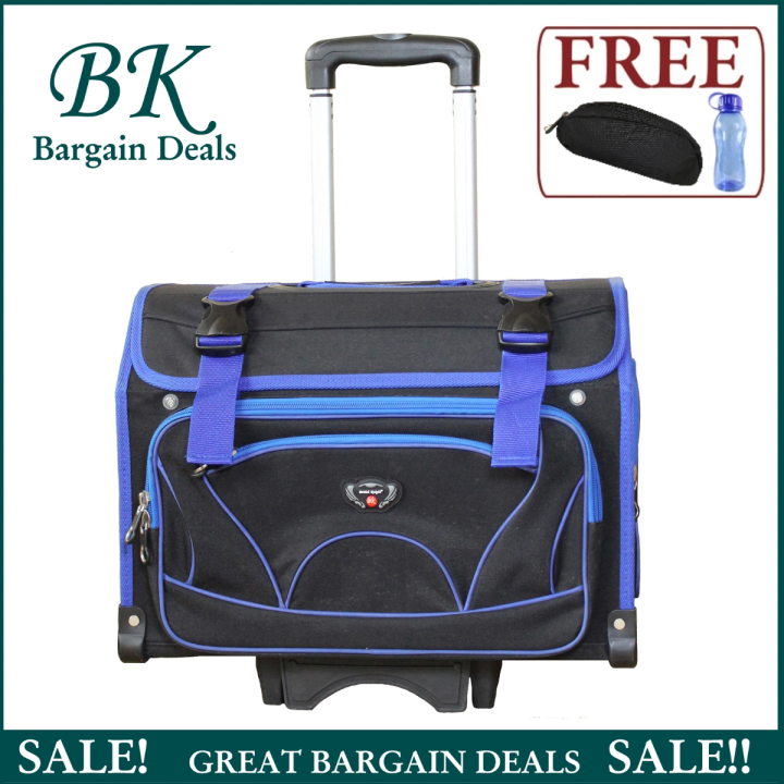 British Knight BBT17205 Black/BlueSchool Trolley Bag 2 Wheels Large ...