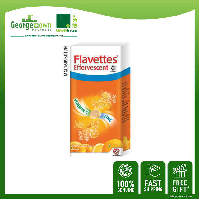 FLAVETTES VITAMIN C + ZINC ORANGE EFFERVESCENT TABLET 30S | Lazada