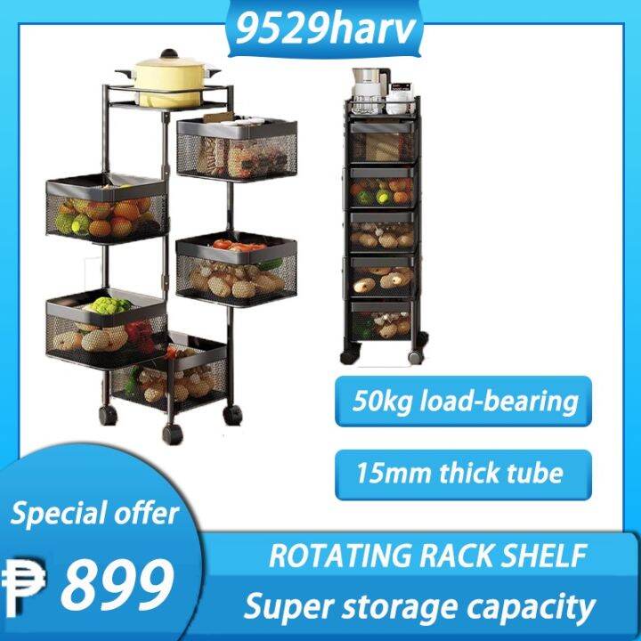 Kitchen rotating corner shelf storage rack living room revolving shelf ...