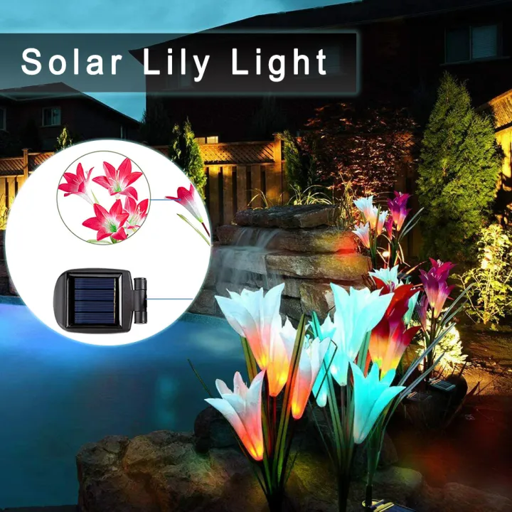 LED Solar Lily Flower Lamp Outdoor IP 65 Waterproof Garden Decoration ...