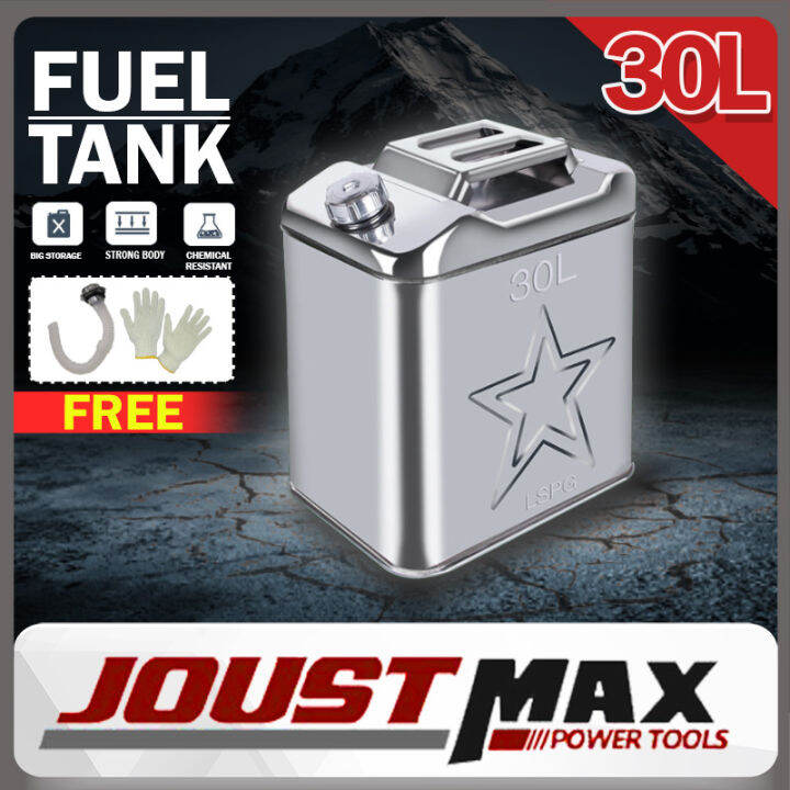 STAINLESS STEEL 30L Fuel Tank Cans Container Spare Steel Water Petrol Gas Gasoline Oil Container ...