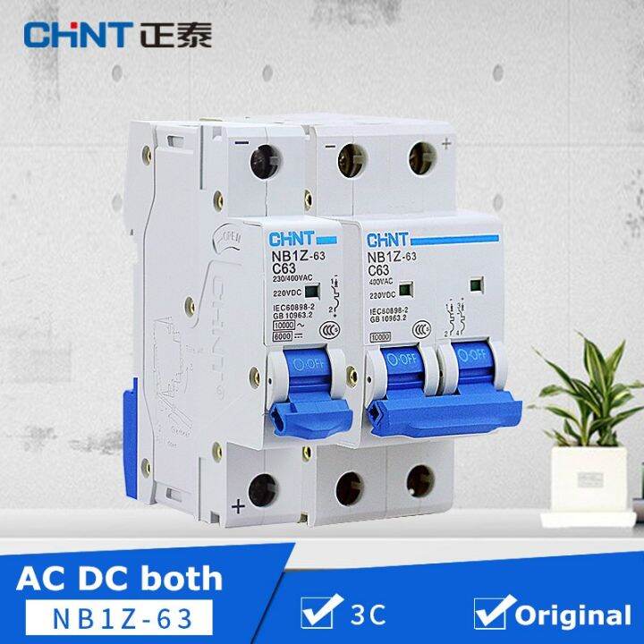 CHINT Dual Rated AC DC Circuit Breaker NB1Z-63 2P 1A 6A 10A 16A 20A 32A 40A 63A DC 220V AC 230V ...