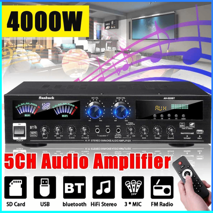 COD Sunbuck Audio Amplifier Bluetooth 5.0 Microphone HiFi USB MP3 ...