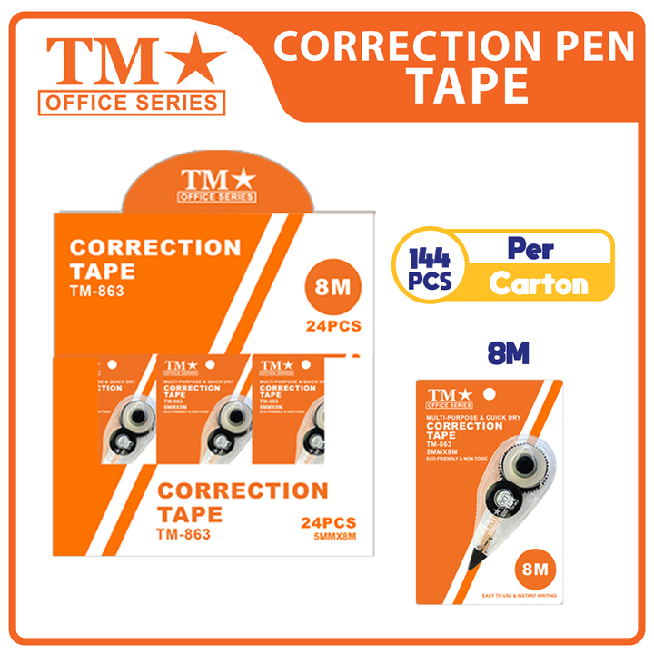 TM Correction Tape 8M by 24's x 144 pcs | Lazada PH
