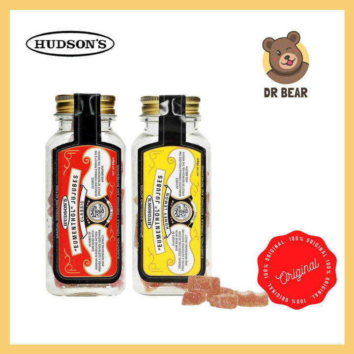 Hudson's Eumenthol Jujubes Classic Candy Bottle 50g (Original/Honey ...