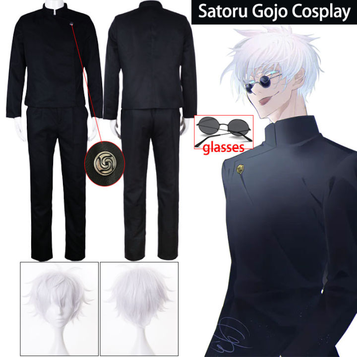 Gojo Cosplay Anime Jujutsu Kaisen Gojo Satoru Cosplay Trang Phục Trường Trung Học đồng Phục Tóc