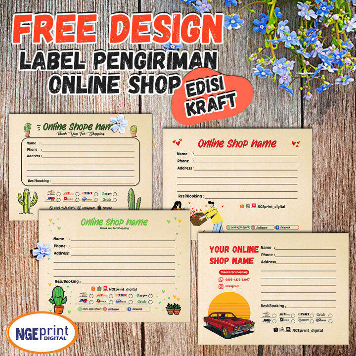 [KRAFT EDITION] STIKER LABEL PENGIRIMAN PAKET OLSHOP ALAMAT CUSTOM ...