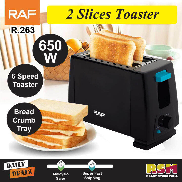 RAF 2 Slice Toaster 650W Breakfast Bread Pop Up Toaster Grill with ...