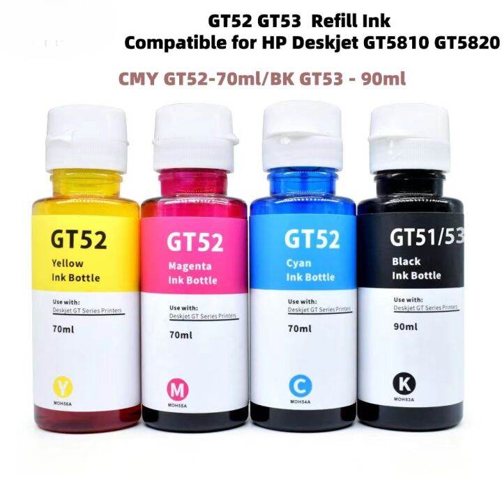 Refill For Hp Ink GT51 GT52 GT53 Dye Ink For HP Deskjet Printer GT5810 ...