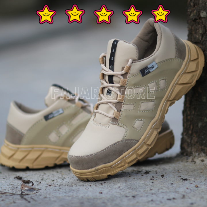 Sepatu pria safety model 511 low 4 inch krem gurun outdor ujung besi ...
