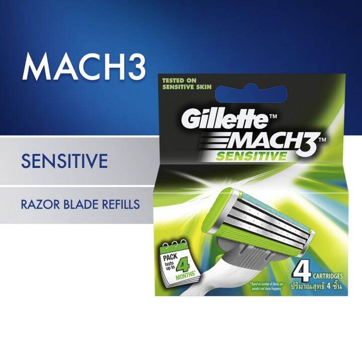 Gillette Mach 3 Razor Blade 4 Sensitive Refills | Lazada PH