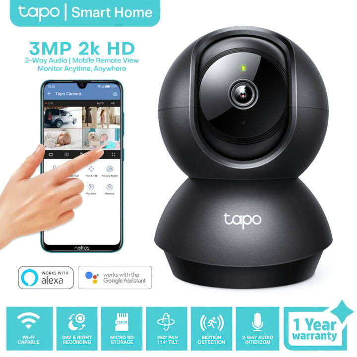 Tp-Link Tapo C211 3MP Pan/Tilt AI Home Security Wi-Fi Camera | Camera Connect to Cellphone | Two ...