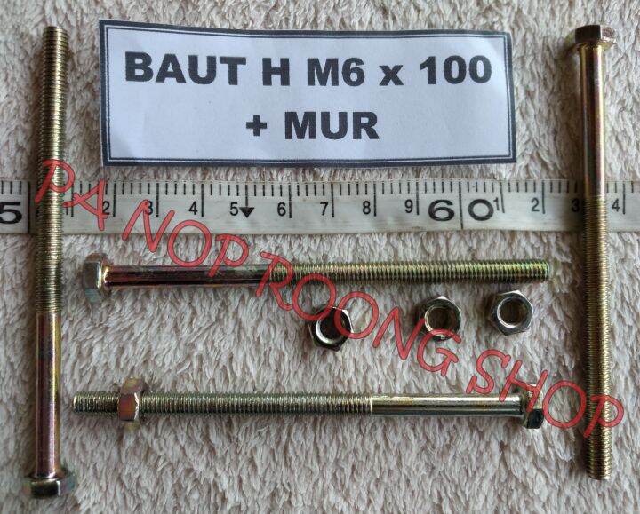 BAUT H M6 x 100 + MUR (1 SET) | Lazada Indonesia