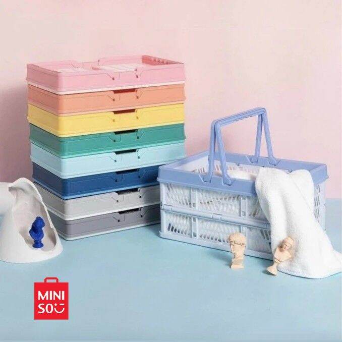 Miniso Foldable Plastic Crate Storage Basket Crate Tray Organizer ...