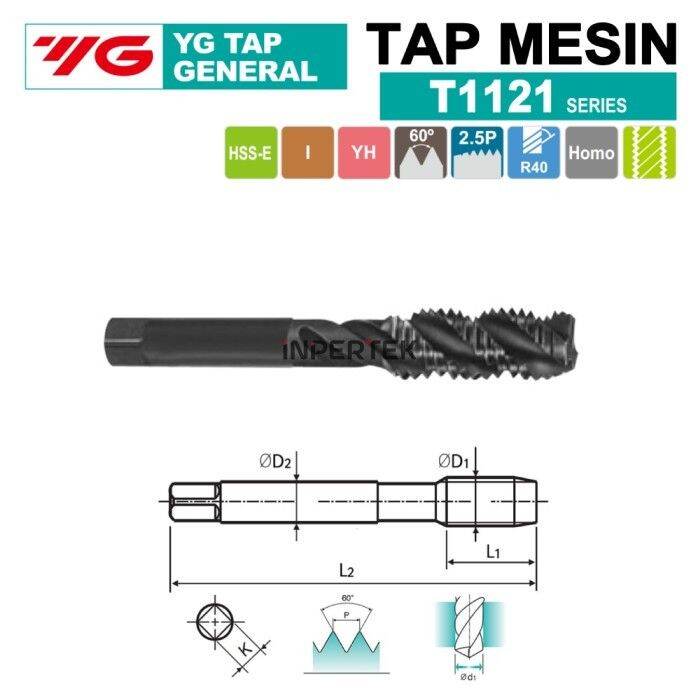 T1121 Tap Machine M4 SP YG Tap Mesin M 4 Spiral Ulir HSS Thread Milling ...