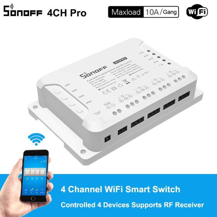 Sonoff 4CH Pro R3 10A /Gang 4 Channel Wifi Smart Switch 433 MHZ RF ...