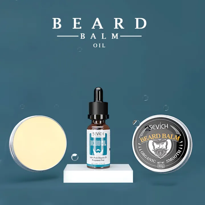 SEVICH Beard Care Set น้ำยาปลูกหนวด เครา คิ้ว เร่งหนวดยาว + บาล์มบำรุง ...