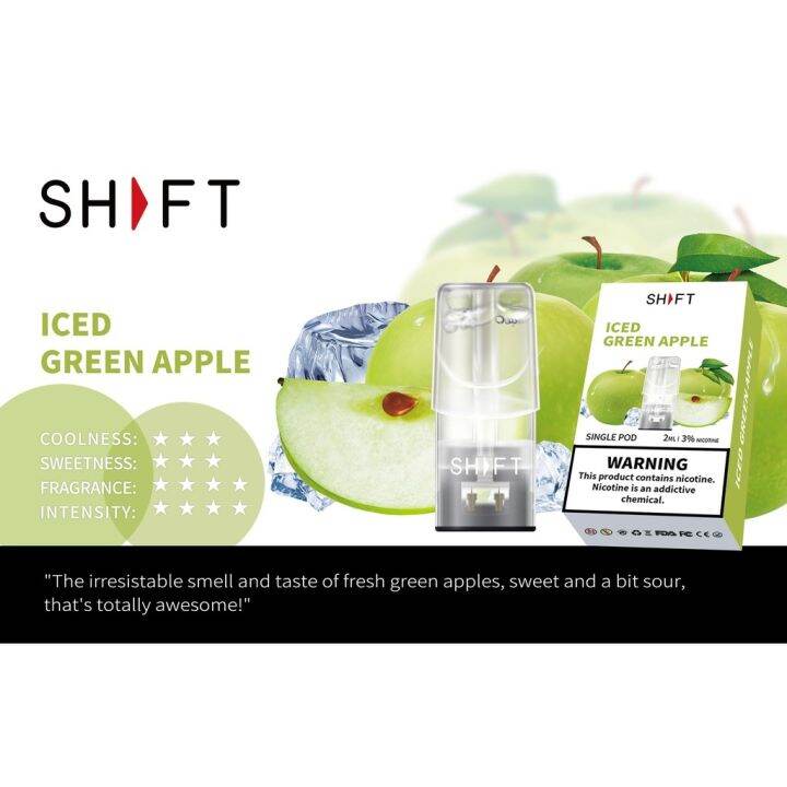 VAPE SHFT ELITE SINGLE POD (3 NICOTINE) (ICED GREEN APPLE) | Lazada PH
