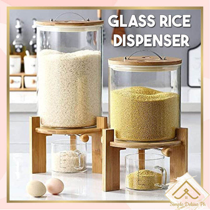 SIMPLE DELUXE PH Glass Rice Dispenser [ FREE GLASS MEASURING CUP ...
