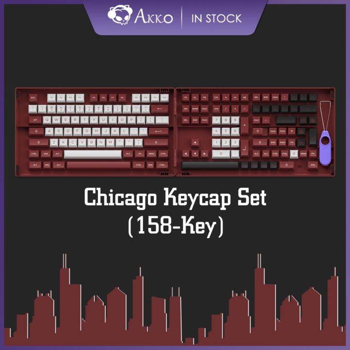 Akko Chicago Theme Full Keycap Set with 158-key Double-shot PBT Key Cap ...