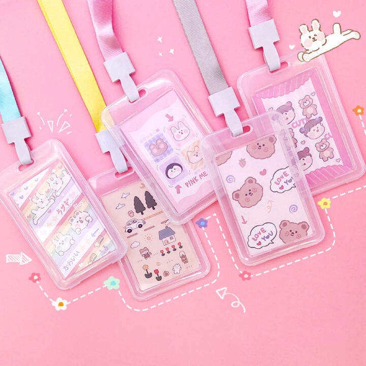 Transparent card holder campus access control badge lanyard card holder ...