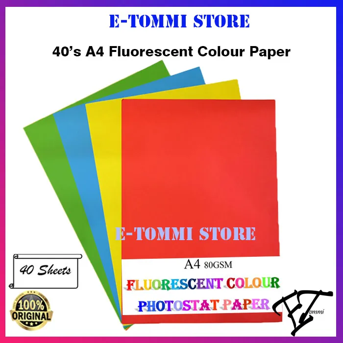 A4 40s 80GSM FLUORESCENT COLOUR PHOTOSTAT PAPER | Lazada