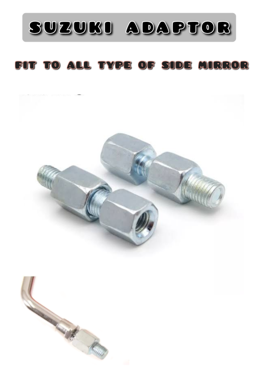 1 PCS Motorcycle Side Mirror Adaptor Bolts Screw Metal SUZUKI THREAD ...