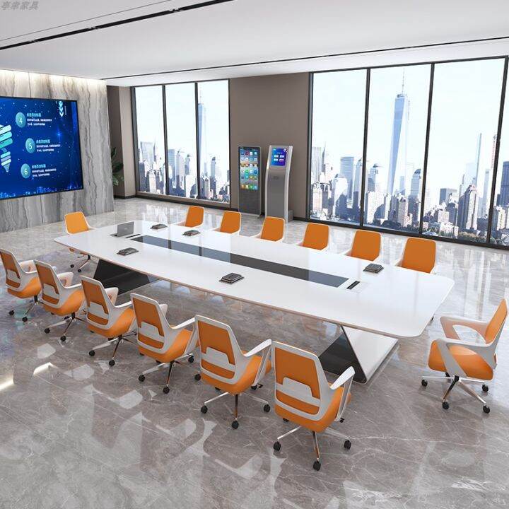 Baked conference table, long table, simple modern furniture, white ...