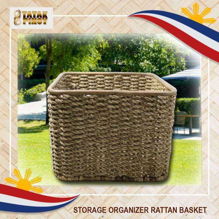 TATAK PINOY Rattan Basket Storage Baskets Shelf Organizer Container ...