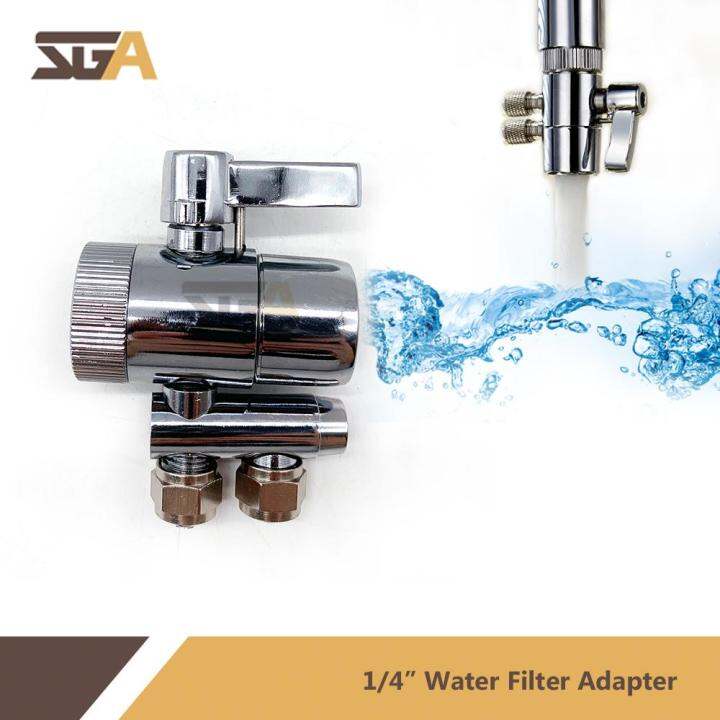 1/4in Outlet ( DOUBLE ) 2 Way Faucet Water Filter Adapter Water ...