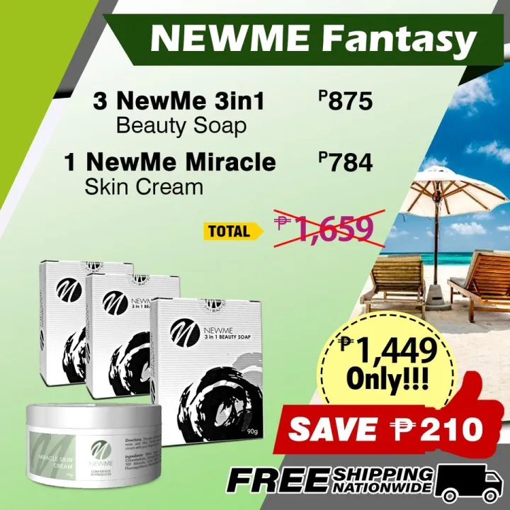 Newme Fantasy 1 Miracle Cream and 3 boxes 3 in 1 Beauty Soap | Lazada PH