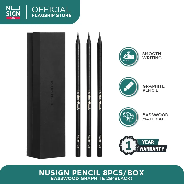 Nusign by Deli NS721 Pencil 8pcs/box Basswood Graphite 2B | Lazada PH