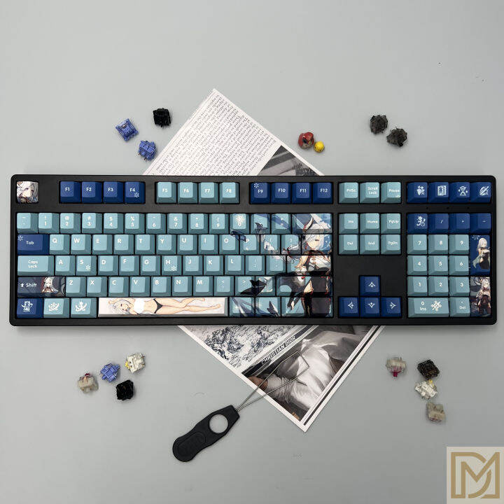 Shen He Genshin Impact Keycap PBT Dye Sub Cherry Shenhe Keycaps 130pcs ...