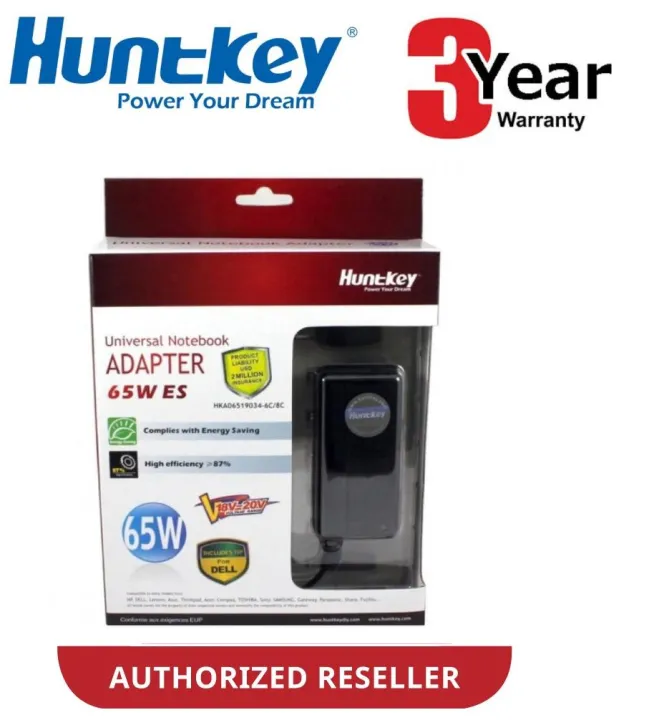 HUNTKEY NOTEBOOK POWER ADAPTER AC UNIVERSAL 65W ES (HKA06519533-8C ...