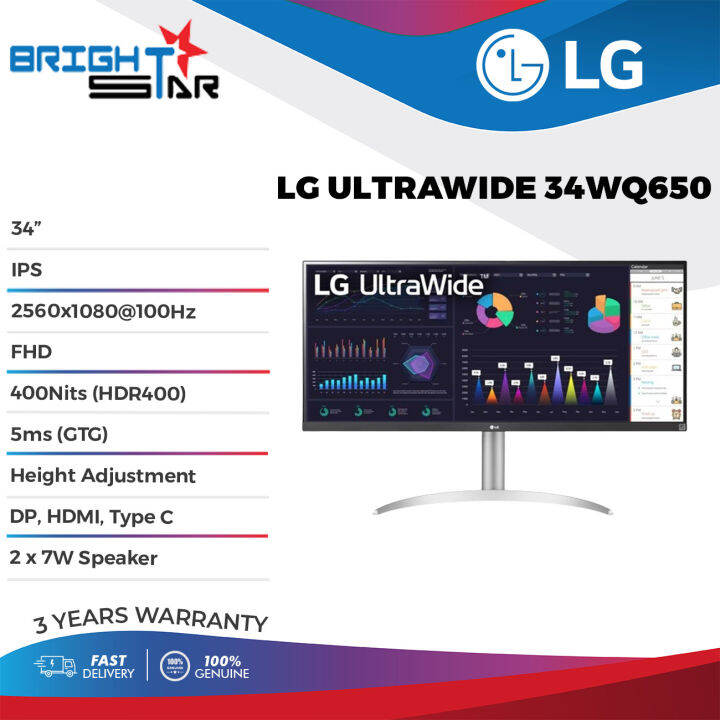 LG Ultrawide 34WQ650 Monitor - 34"/IPS/2560x1080@100Hz/FHD/5ms GTG ...
