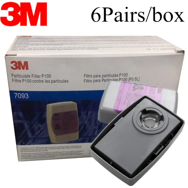 6Pairs/Box 3M 7093 P100 Cartridge Filter Anti-Particulate Organic Vapor&Acid Respiratory for ...