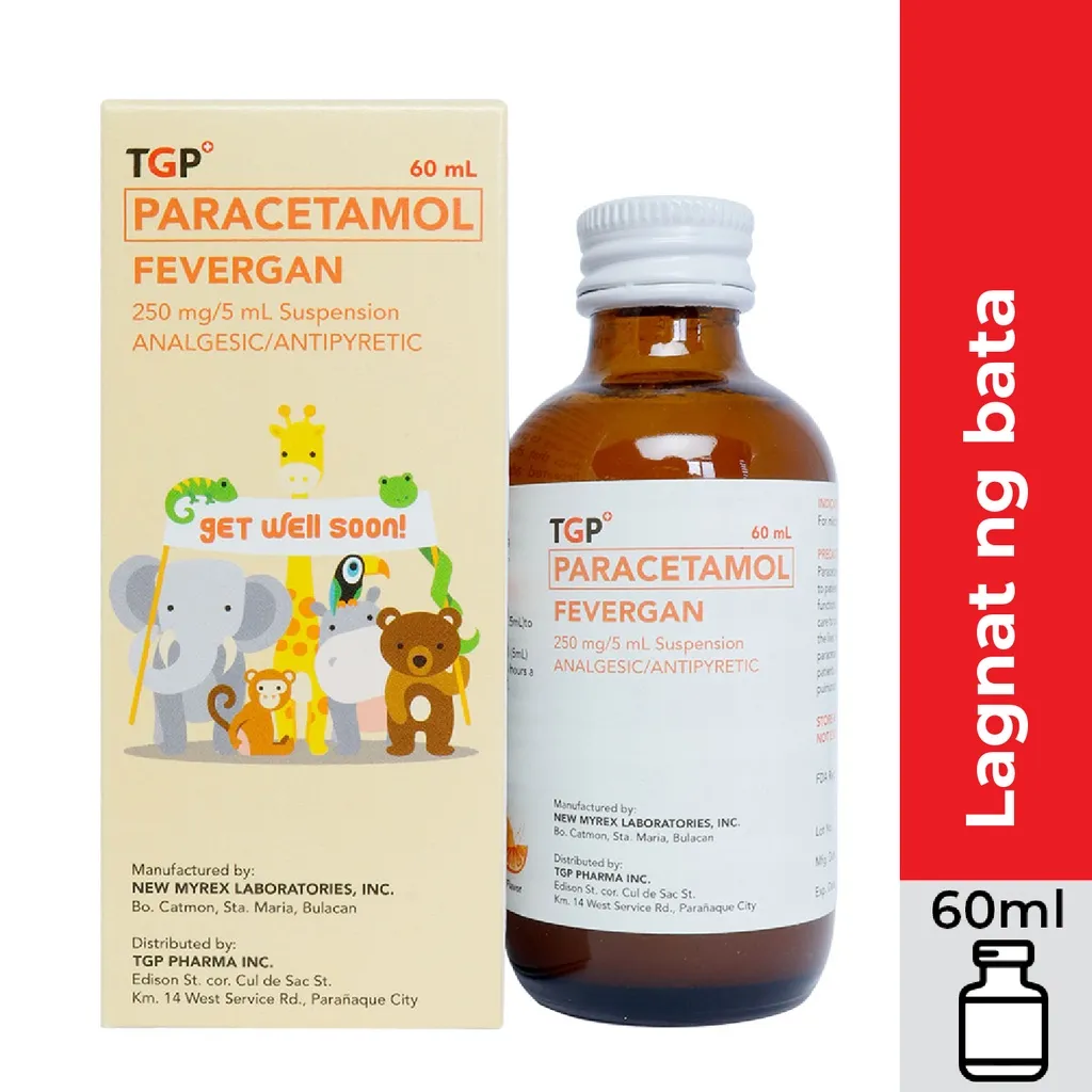 FEVERGAN TGP Paracetamol 250mg5ml 60ml Syrup 1 bottle Suspension for ...