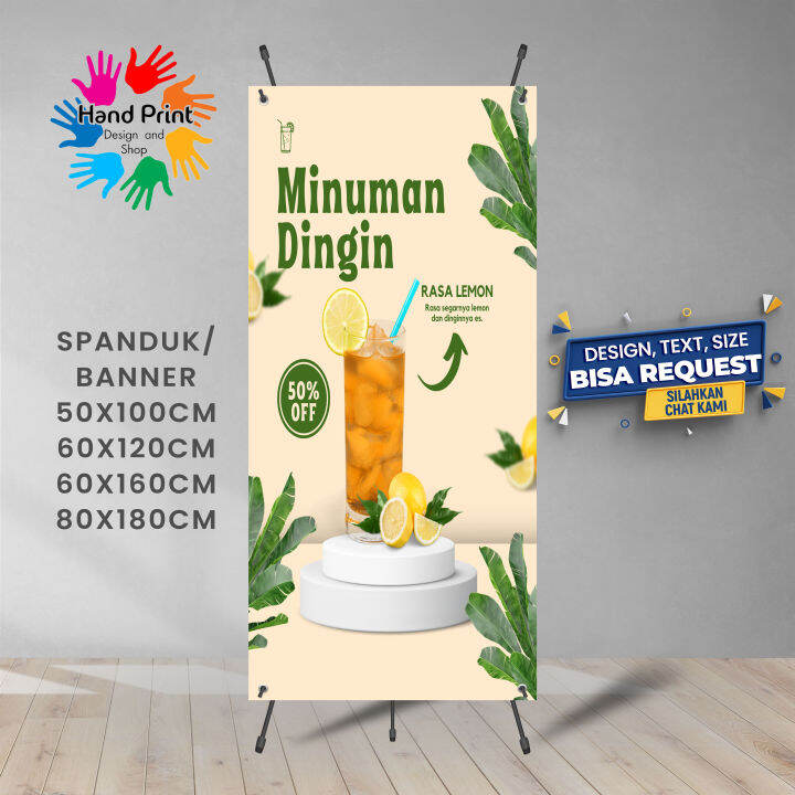 SPANDUK BANNER Minuman Es Lemon Tea Warna Hijau Kuning Bisa Request ...