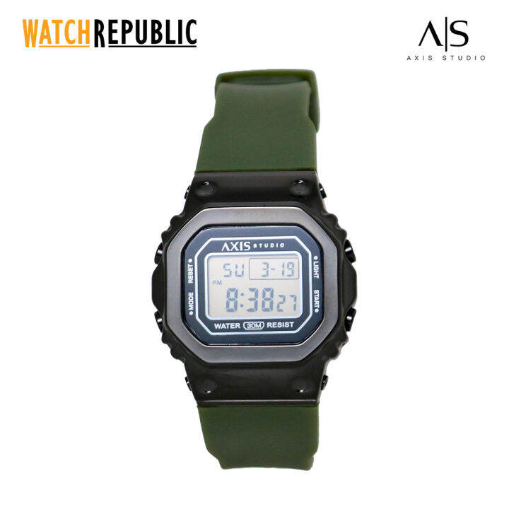 Axis Riley Green Rubber Digital Digital Watch For Unisex AP3376-1302 ...
