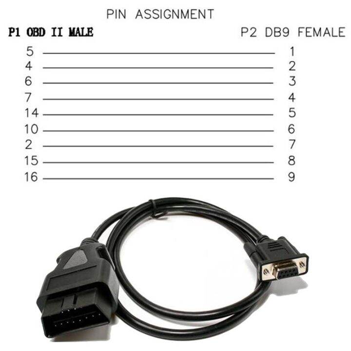 Obd OBD2 16Pin Male Extension Cable New Car Obd Tool 16Pin To DB9 Serial RS232 Connector Obdii ...