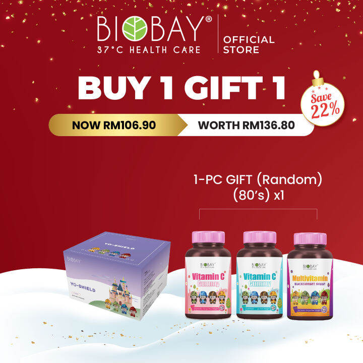 BIOBAY Yo-Shield (30's x 2g) Kids Immune Booster (Prebiotics + Probiotics, Elderberry, Vitamin C ...