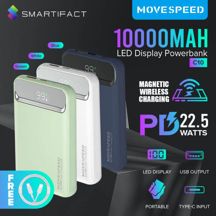 Move Speed C10 10000mAh Magnetic Wireless Power Bank 22.5W Wired Fast ...