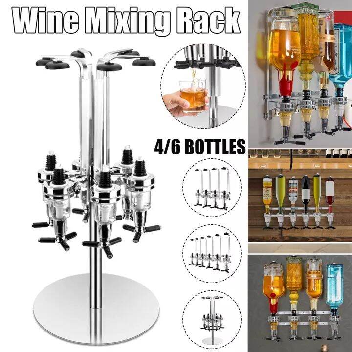 【4/6 Bottles】Alcohol Dispenser Wall-mount Liquor Dispenser Hanging Wine ...