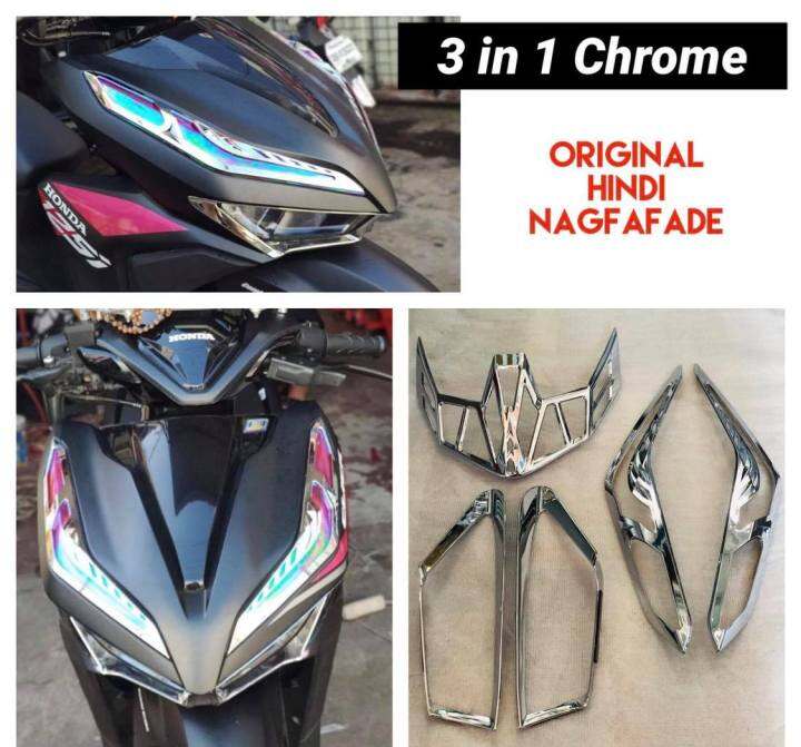 3 in 1 Chrome Garnish for Honda Click V3 and V2/ Game Changer 125i 150i ...