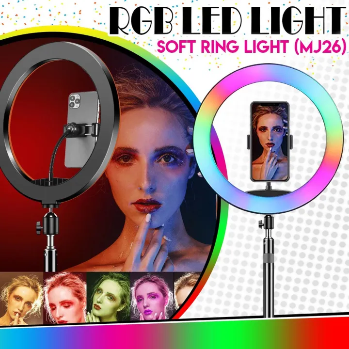 MJ26 RGB LED Soft Ring Light 26cm (10inches) with 2.1M Stand for ...