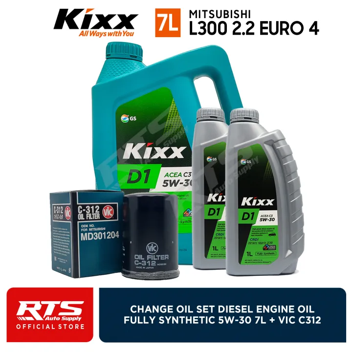 Kixx D1 Fully Synthetic 5w-30 Diesel Change Oil Bundle Set Mitsubishi L300 2.2 Euro 4 4N14 ...